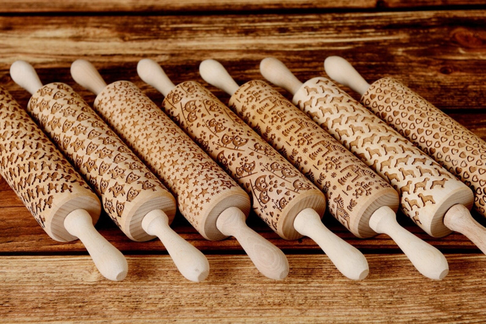 Set of 2 Rolling Pins Choose ANY 2 Patterns Laser Engraved - Etsy