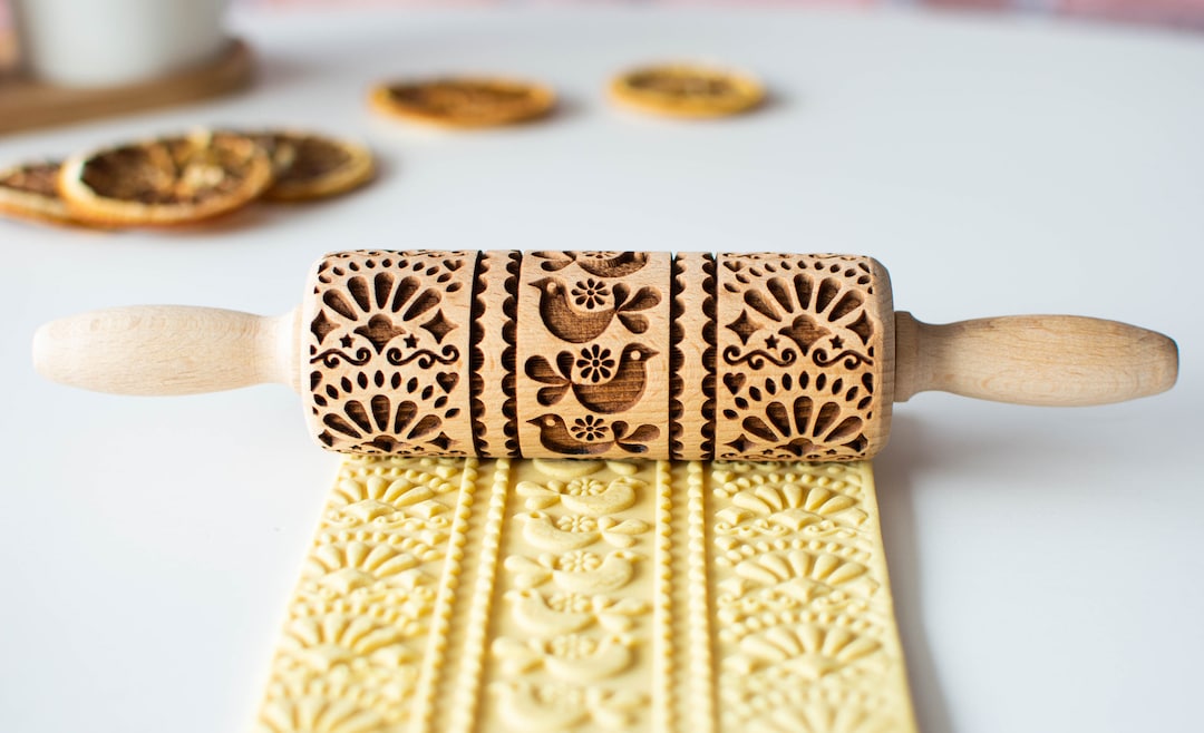 Mexican Folk Pattern - Mini Rolling Pin, Embossing Rolling Pin, Laser ...