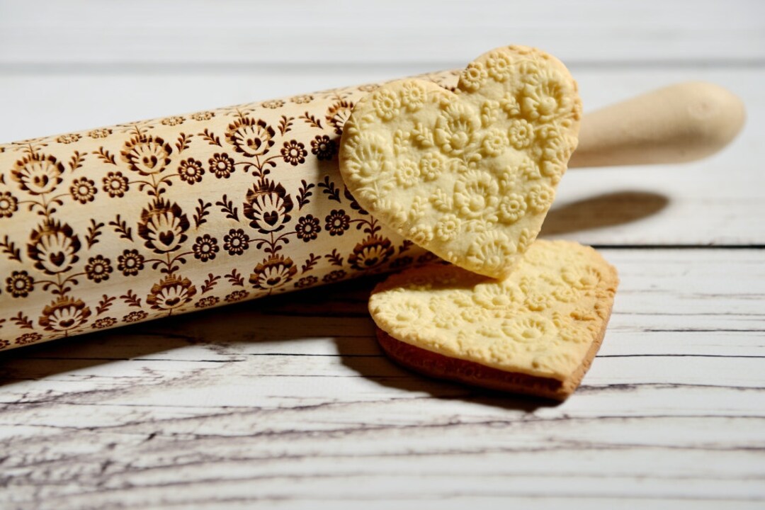 Embossing Rolling Pin Folk Pattern With Flowers Traditional Polish ...