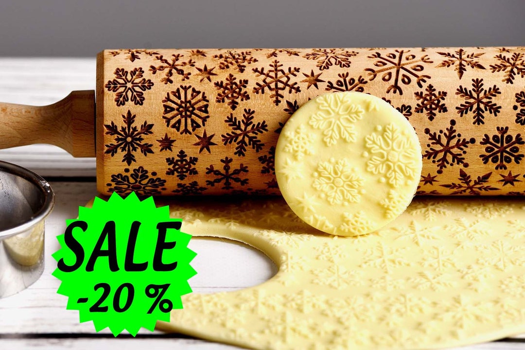 Snowflake Embossing Rolling Pin – Laser Engraved Cookie Decor - Etsy