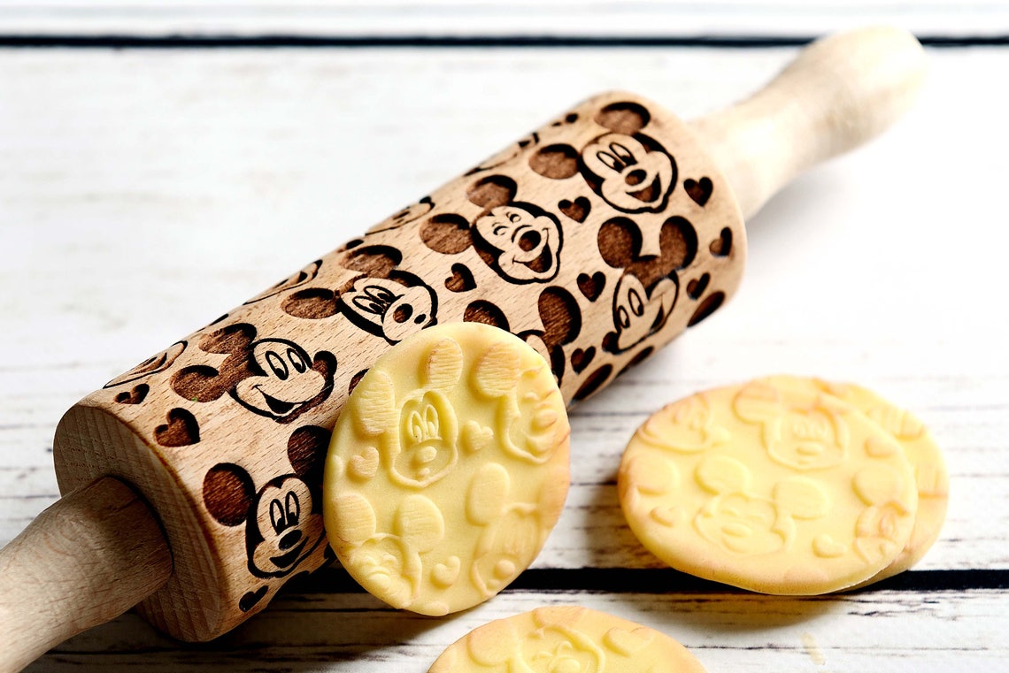 Mickey Mouse Mini Rolling Pin Embossing Rolling Pin Laser | Etsy