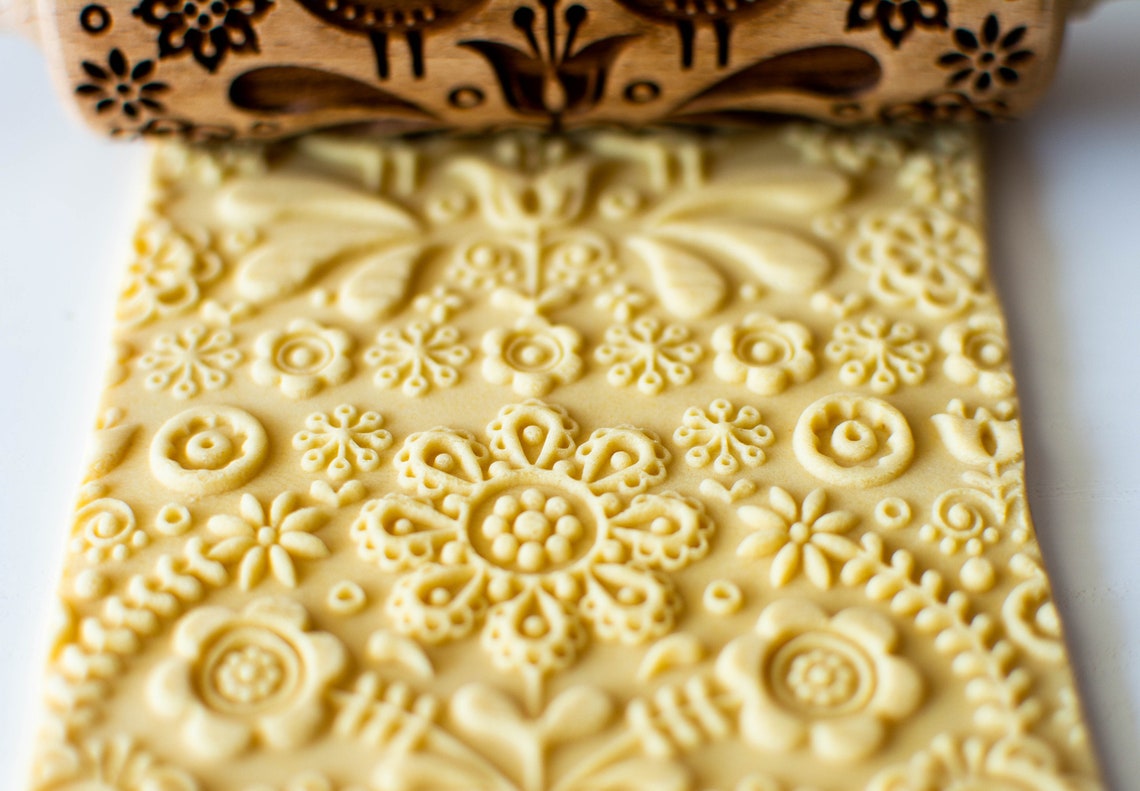 Scandinavian folk Mini Rolling Pin Embossing rolling pin | Etsy