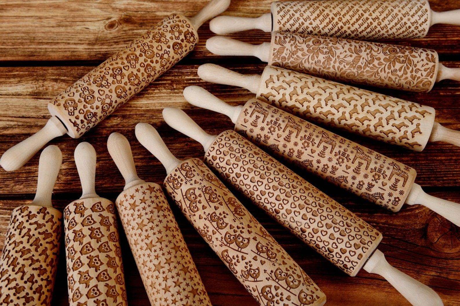Set of 2 Rolling Pins Choose ANY 2 Patterns Laser Engraved - Etsy