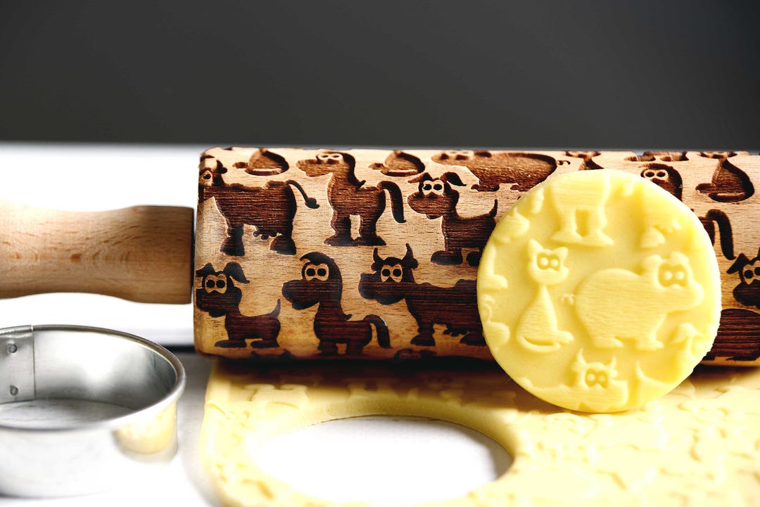 Animals - Mini Rolling Pin, Embossing Rolling Pin, Laser Engraved ...