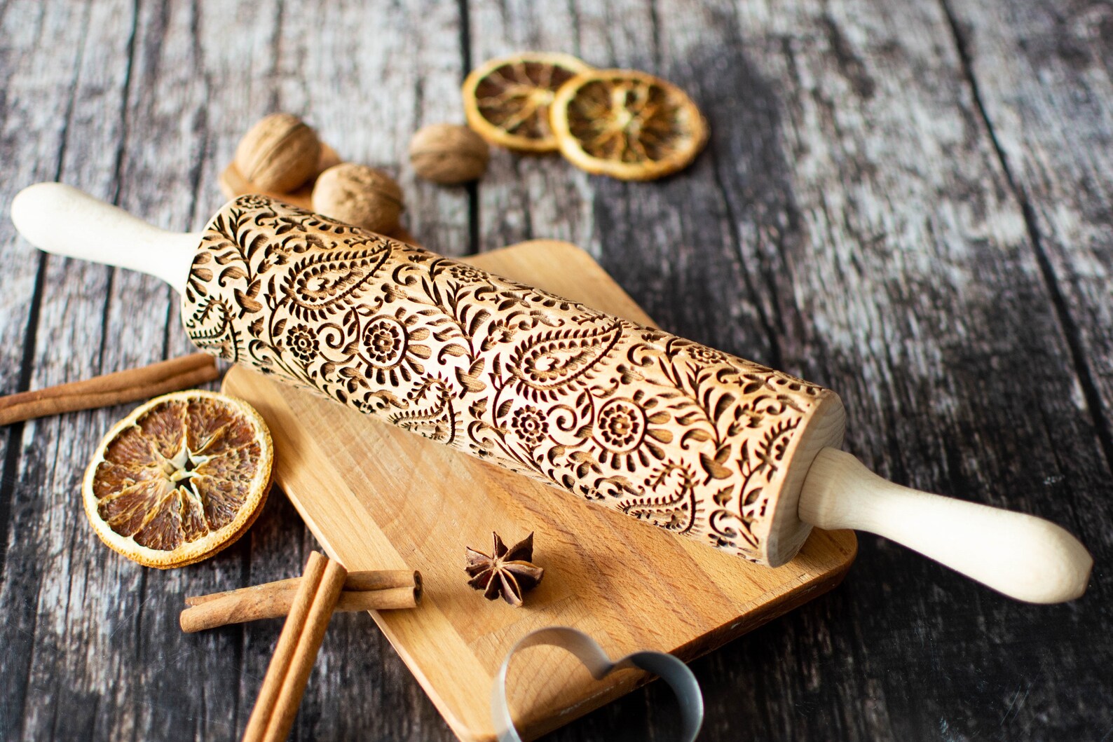 Paisley Pattern - Embossing Rolling Pin, Cookies Decorating Roller ...