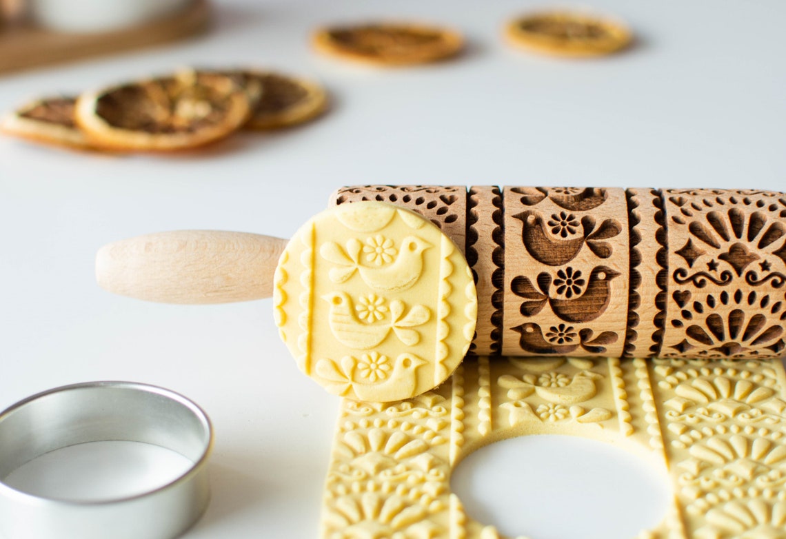 Mexican Folk Pattern Embossing Rolling Pin – Cookie Decorating - Etsy