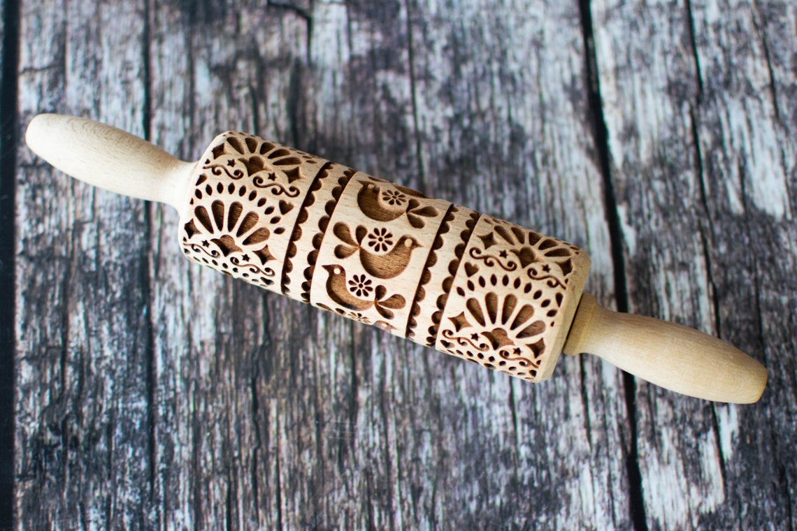 Mexican Folk Pattern Embossing Rolling Pin – Cookie Decorating - Etsy