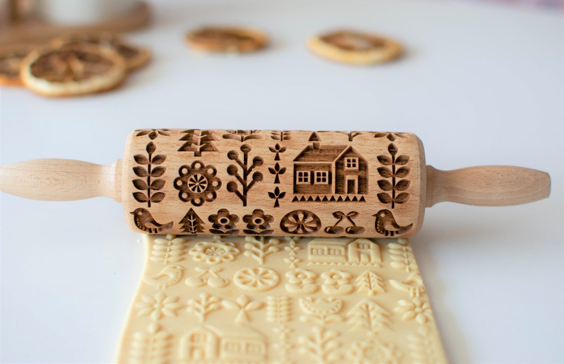 Scandinavian Nordic Folk - Mini Rolling Pin, Embossing Rolling Pin ...