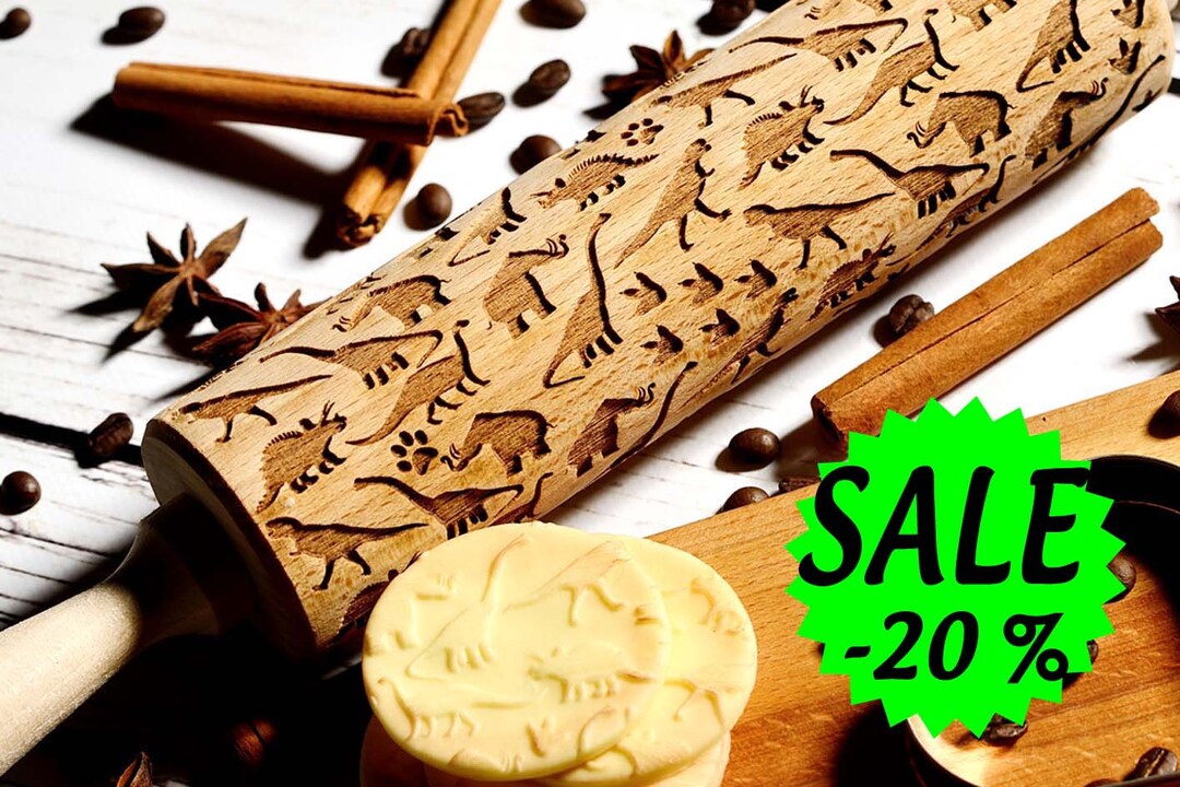 Dinosaur Embossing Rolling Pin – Cookie Decorating Roller - Etsy