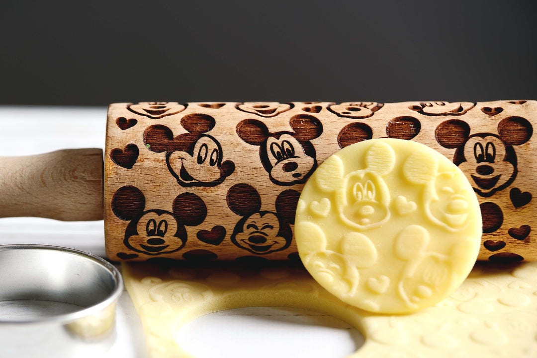 Mickey Mouse - Mini Rolling Pin, Embossing Rolling Pin, Laser Engraved ...