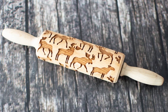 Moose Mini Rolling Pin Embossing Rolling Pin Laser | Etsy