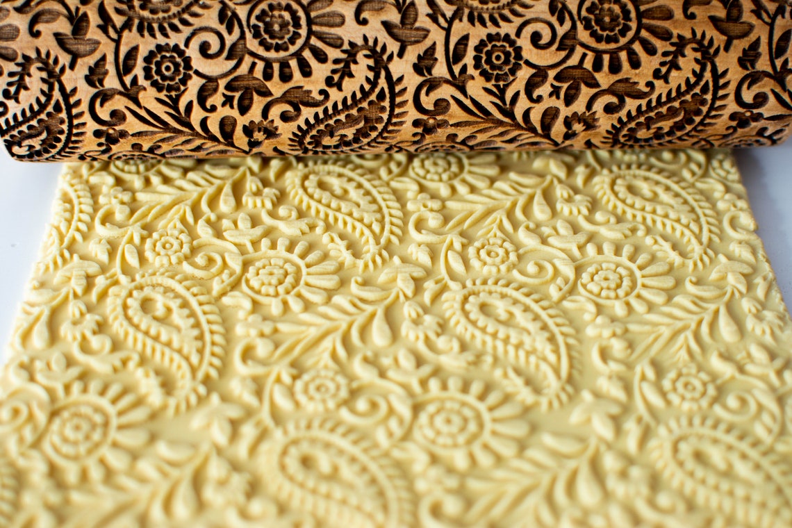 Paisley Pattern - Embossing Rolling Pin, Cookies Decorating Roller ...
