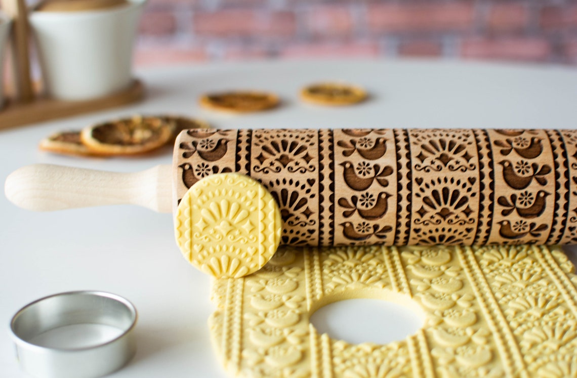 Mexican Folk Pattern Embossing Rolling Pin – Cookie Decorating - Etsy