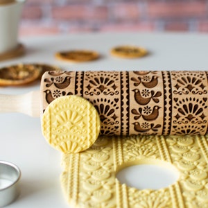 Mexican Folk Pattern - Embossing Rolling Pin, Cookies Decorating Roller ...