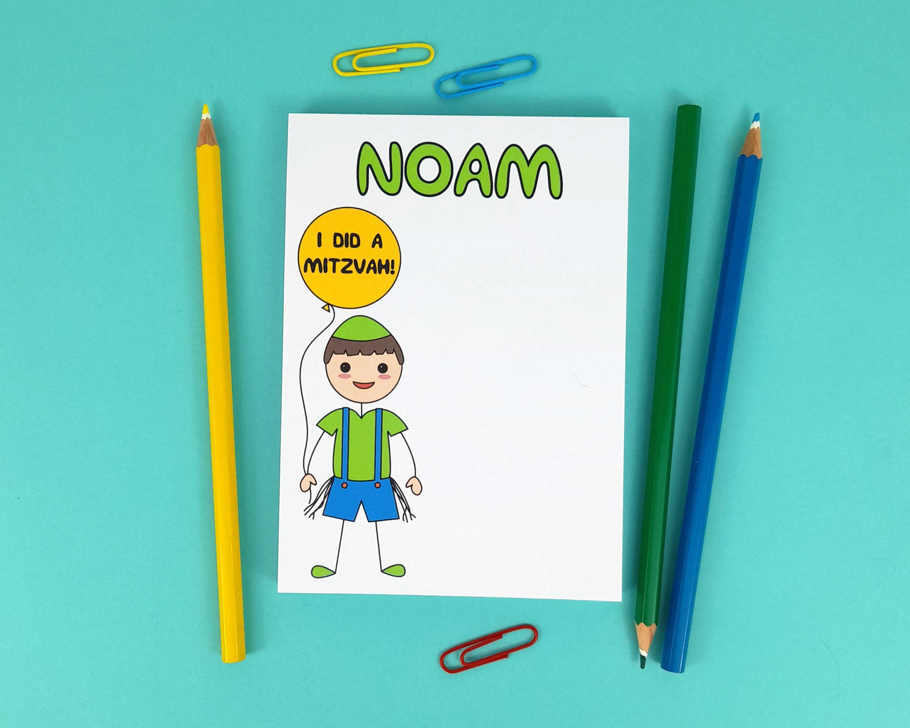 Mitzvah Note Customised Notepad, Personalised Jewish Kids Mitzvah Note ...