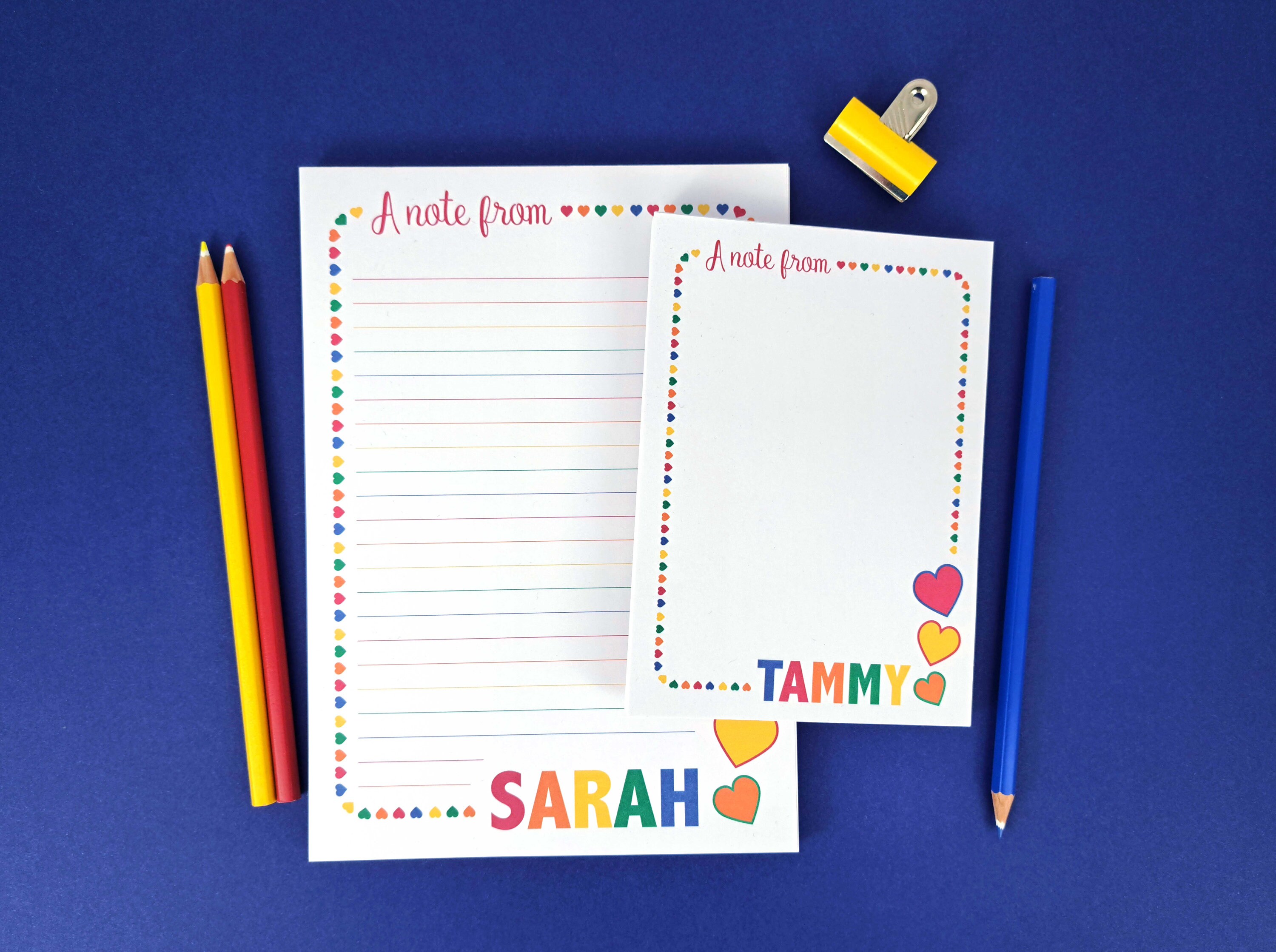 Personalised Notepad With Heart Design for Girls, A5 or A6 Note Pad ...