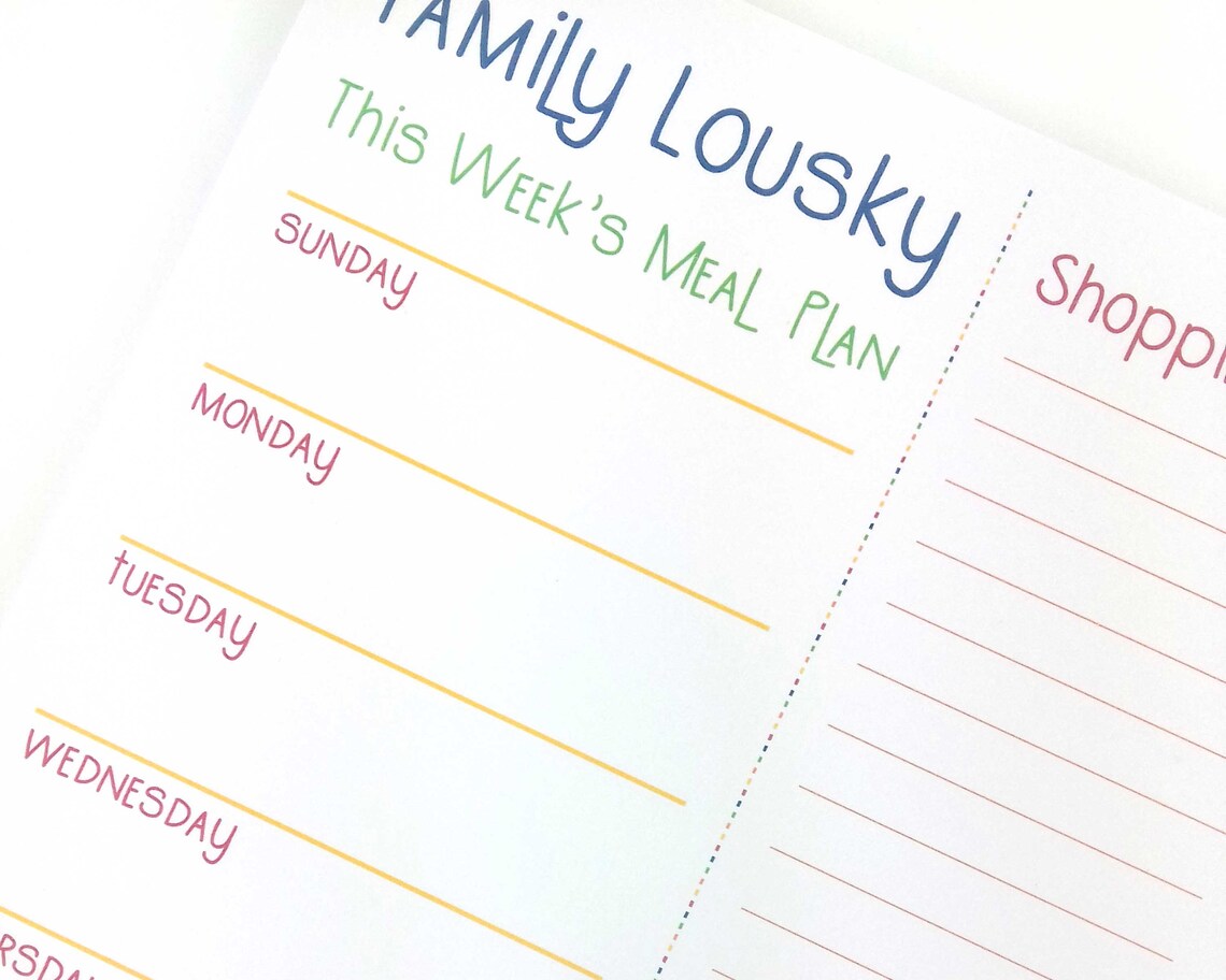Personalised A5 or A6 Weekly Meal Plan and Shopping List - Etsy