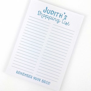 Personalised A5 Shopping List Notepad, Glitter Effect - Etsy