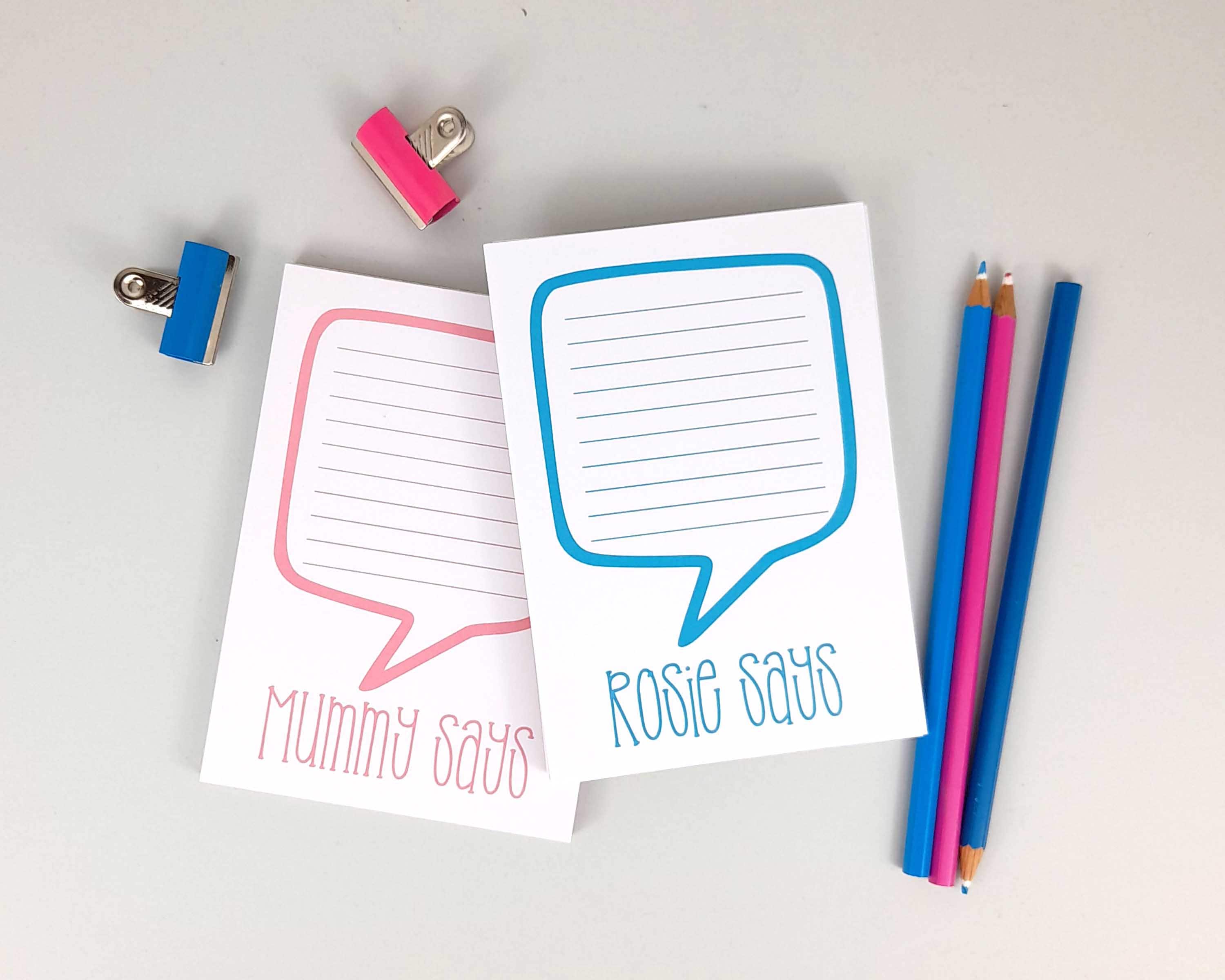 Personalised Speech Bubble Notepad, A5 A6 Stationery, Desk Notepad ...