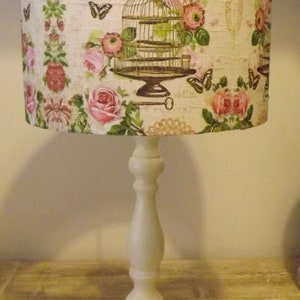 Pink Birdcage Lampshade, Light Shade, Decoupage Shabby Chic, Postcard ...