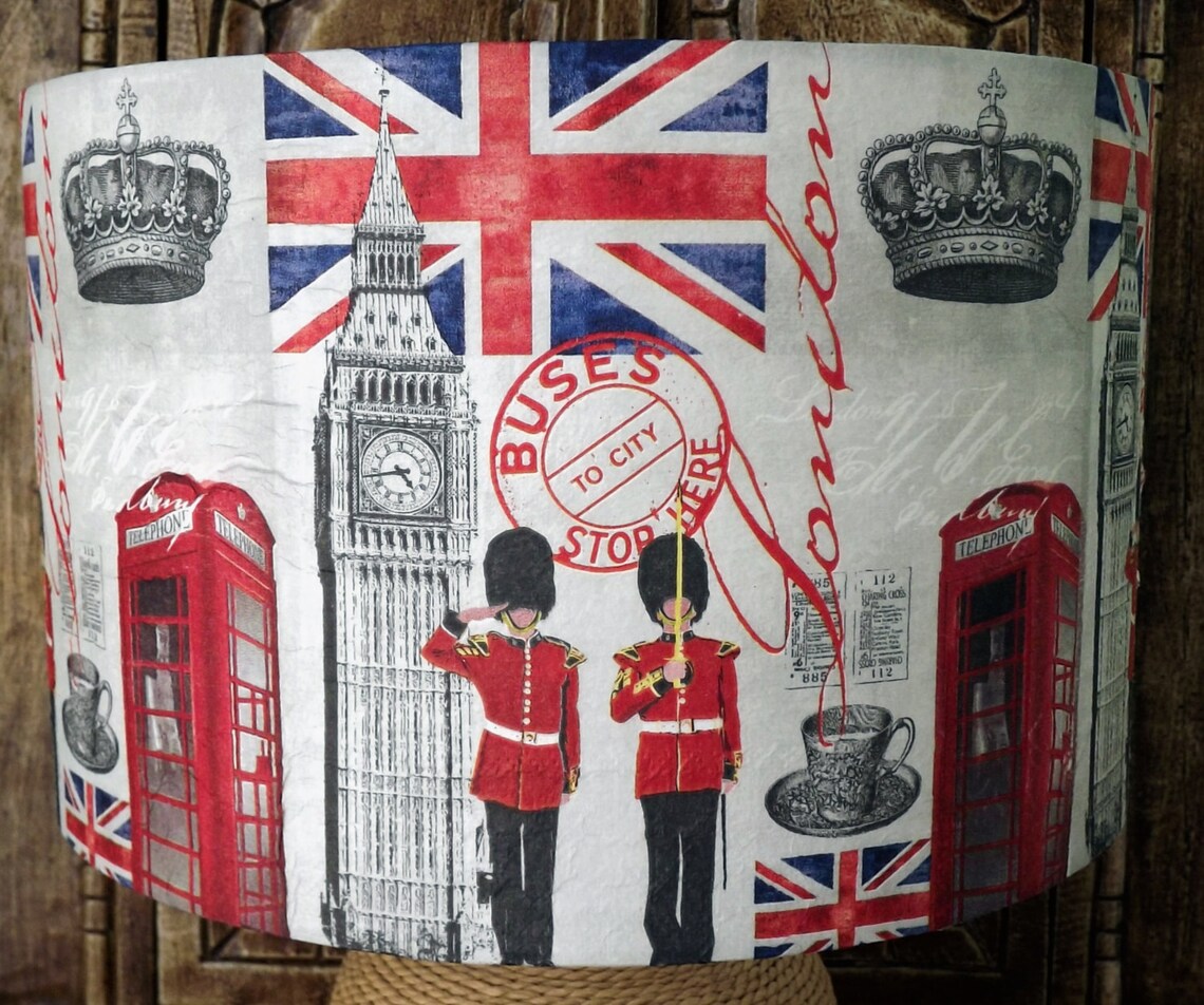 London Lampshade Retro Hip City Lamp Shade Light Shade Red - Etsy UK