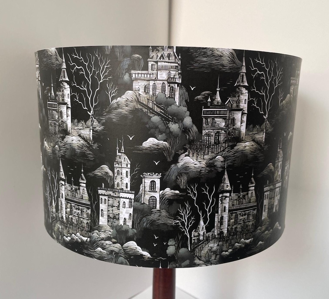 Castles Lampshade, Light Shade, Halloween, Gothic ,black and White ...