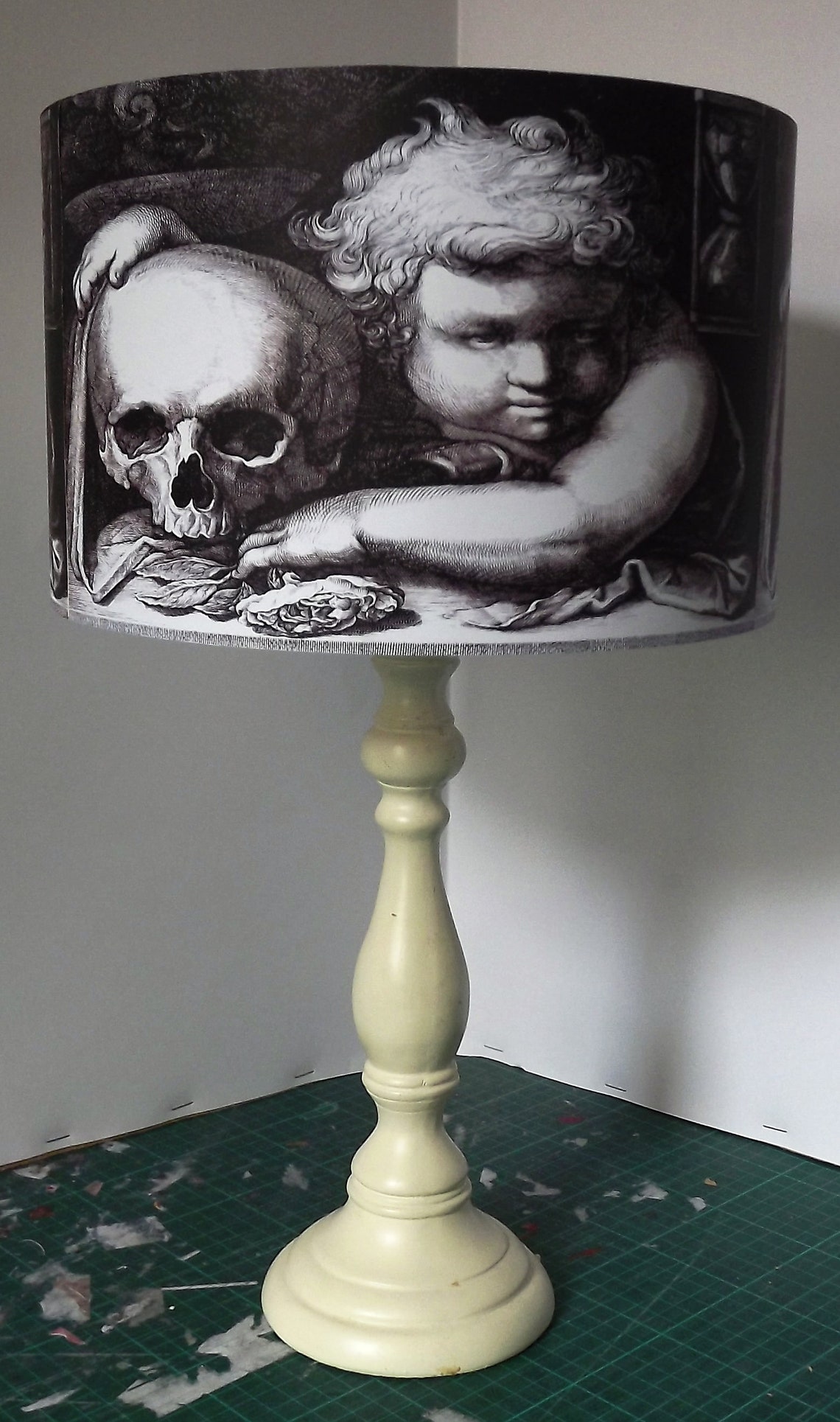 Gothic Cherub Lampshade Black,halloween Momento Mori, by Fatta Da Mamma ...