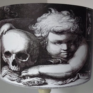 Gothic Cherub Lampshade Black,halloween Momento Mori, by Fatta Da Mamma ...