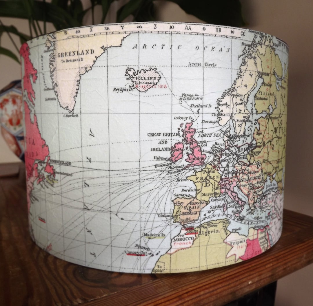 World Map Decoupage Lampshade Shabby Chic Globe Shipping Sea Travel by ...