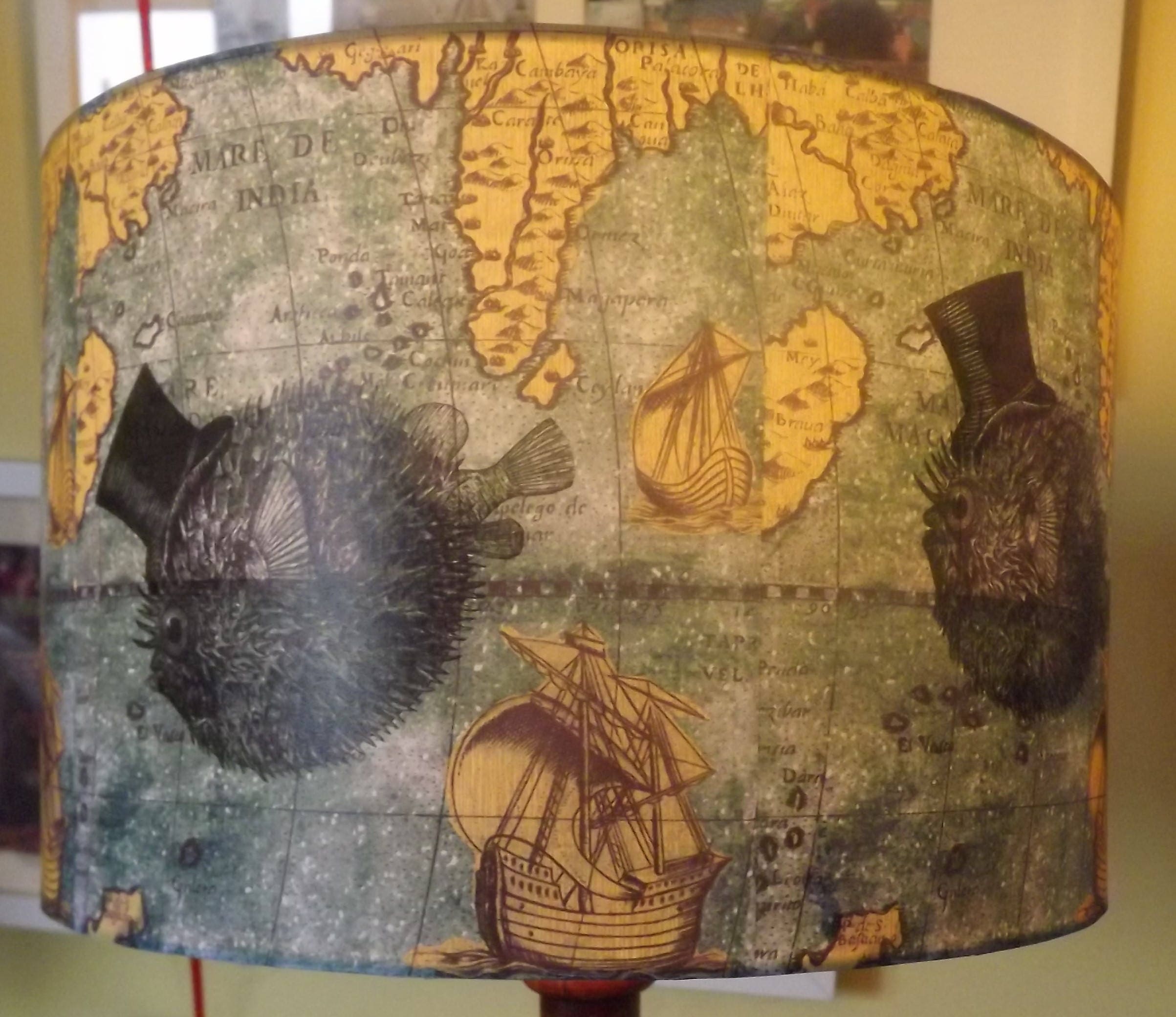 Sea Chart Lampshade, Sir Puffer Fish,nautical, Maps, Free Gift, Fatta ...