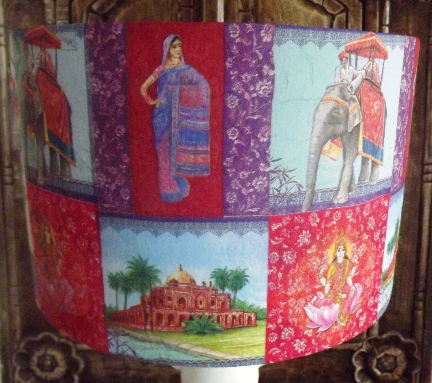 Shabby Chic Lampshade Indian Patchwork Red Purple Gold by - Etsy UK
