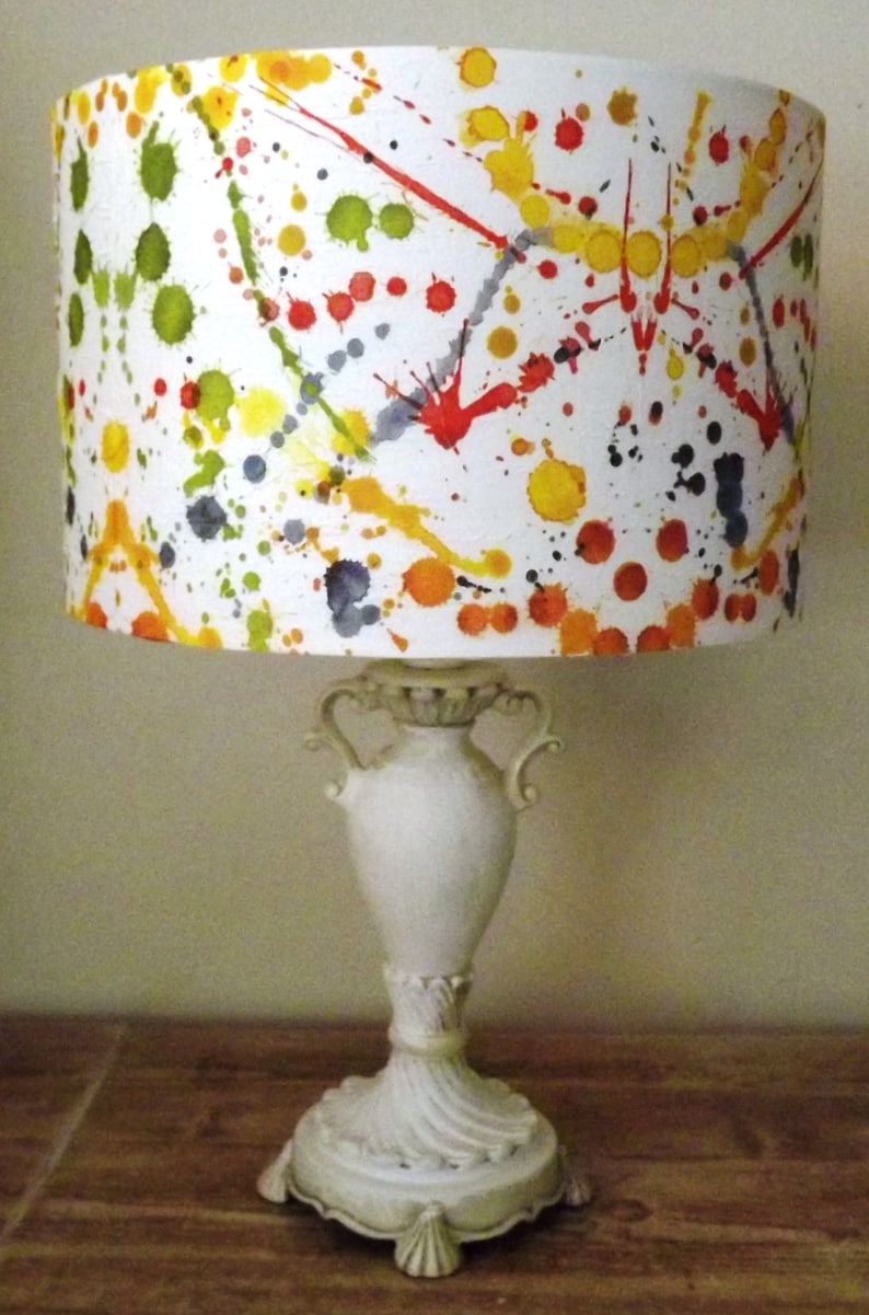 Primary Paint Splash Lampshade, Shabby Chic Lamp Shade, Grunge ...