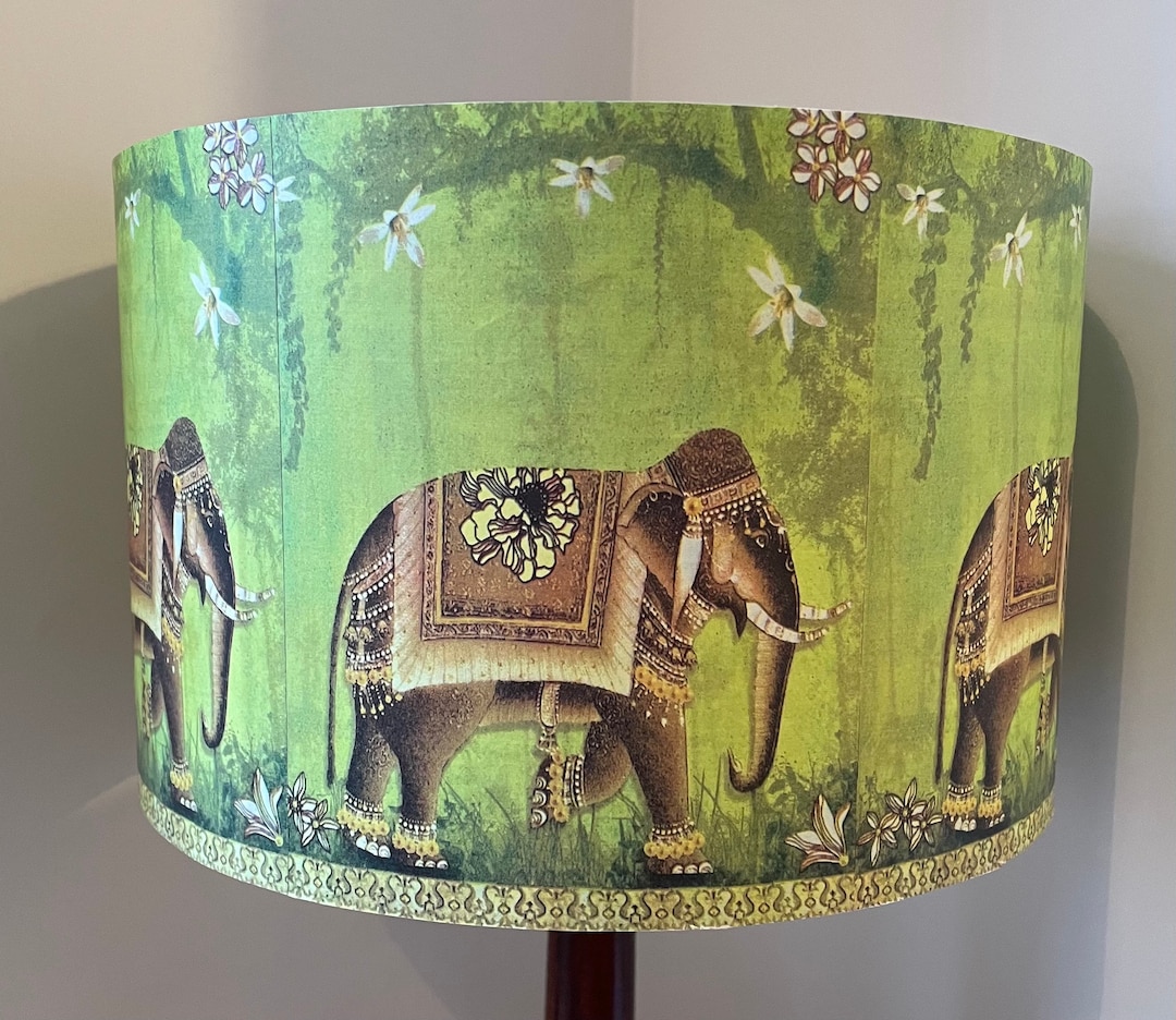 Handmade Indian Elephant Lampshade: Green Exotic Light Shade - Etsy UK