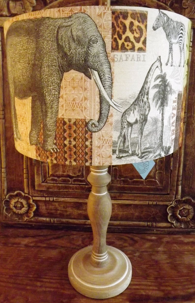 Shabby Chic Lamp Shade African Elephant Safari - Etsy UK