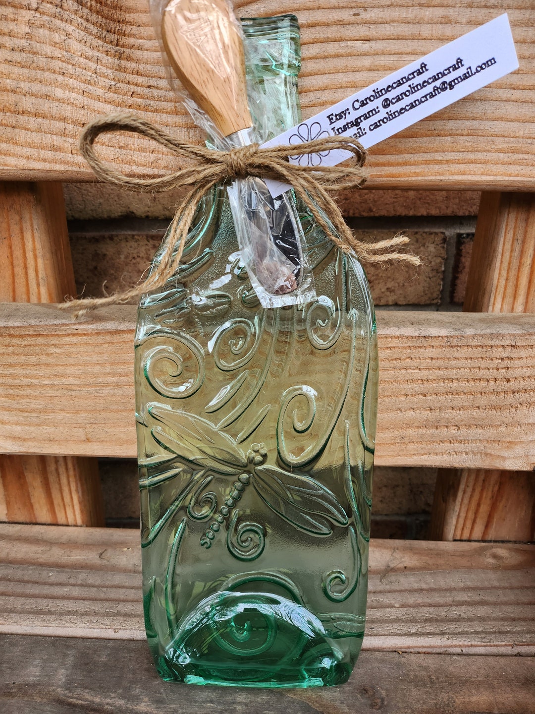 Recycled Bottle Cheese/appetizer Serving Platter - Dragonfly Pattern ...