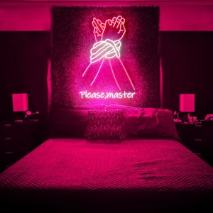 Please Master Neon Sign,custom Bond Hands Led Sign,bondage Neon Light ...