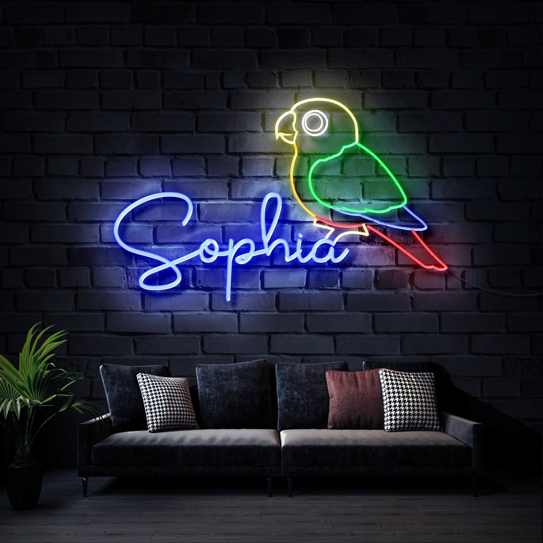 Custom Kids Name With Parrot Neon Sign,child Name Led Sign,pineapple ...
