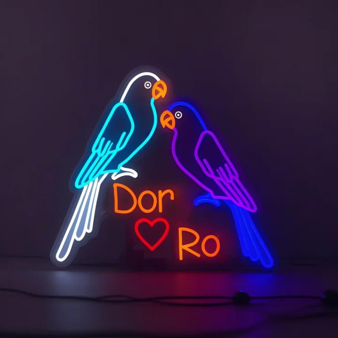 Custom Parrot Couple With Name Neon Sign,beach Bar Outdoor Led Sign ...
