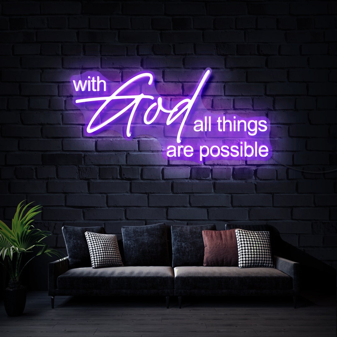 With God All Things Are Possible Neon Sign,matthew 19 26 Led Sign ...