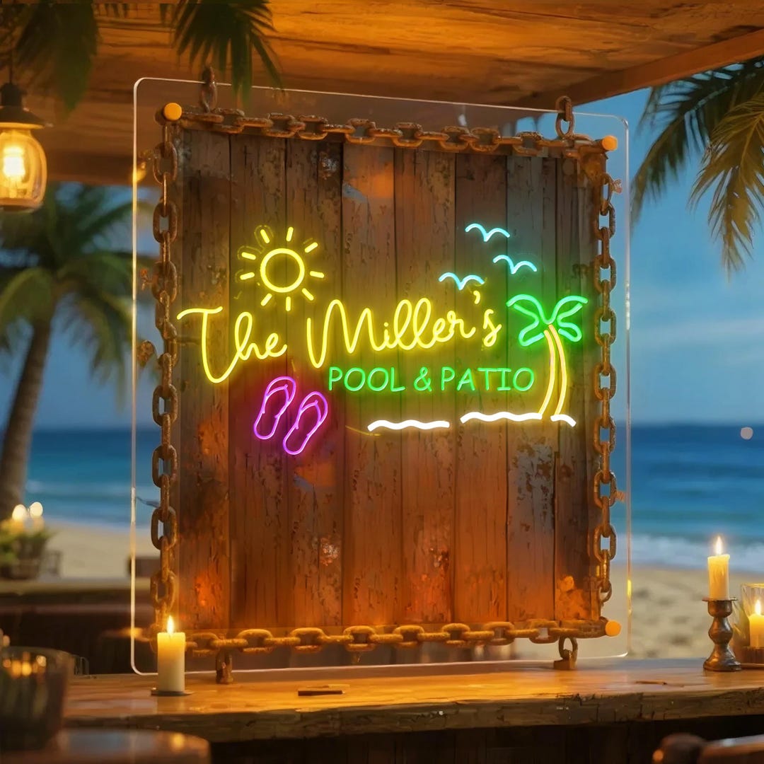 Custom Pool Neon Sign: Waterproof Patio Bar Decor - Etsy