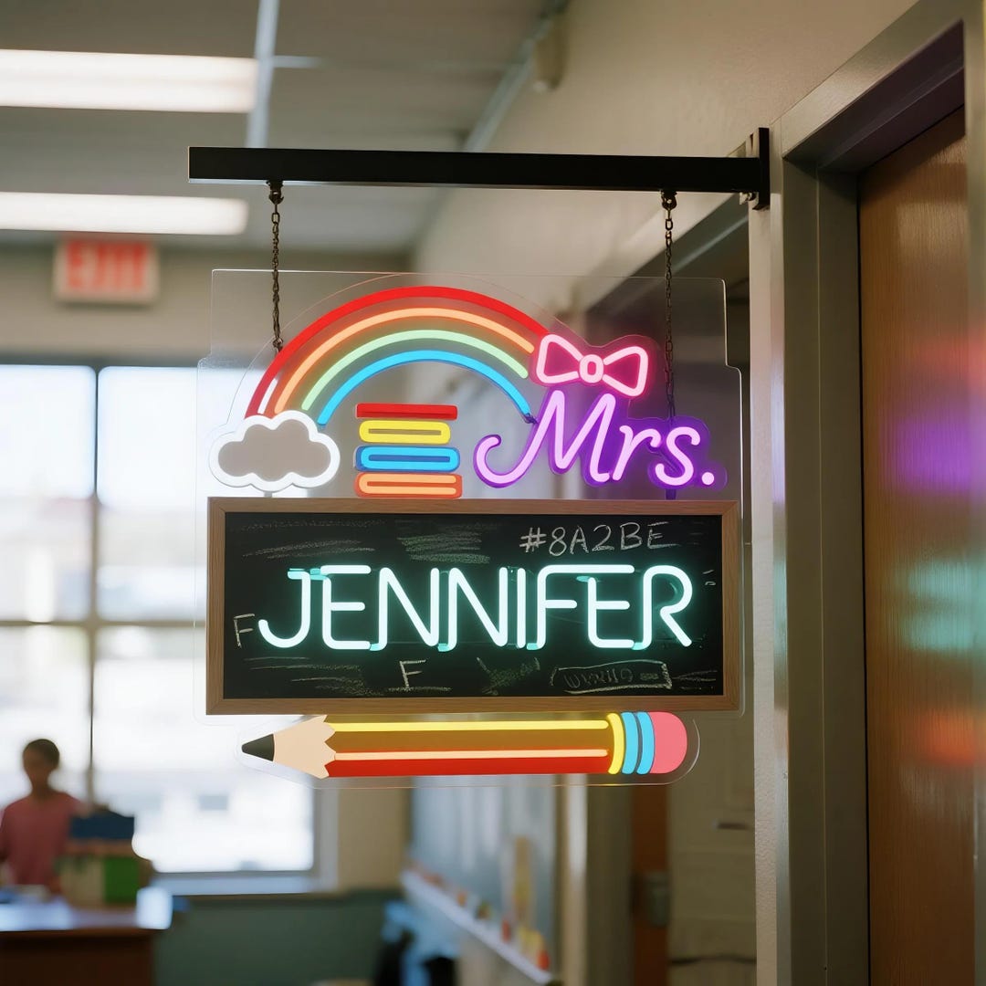 Custom Teacher Name Neon Sign,classroom Door Deco,first Day of School ...