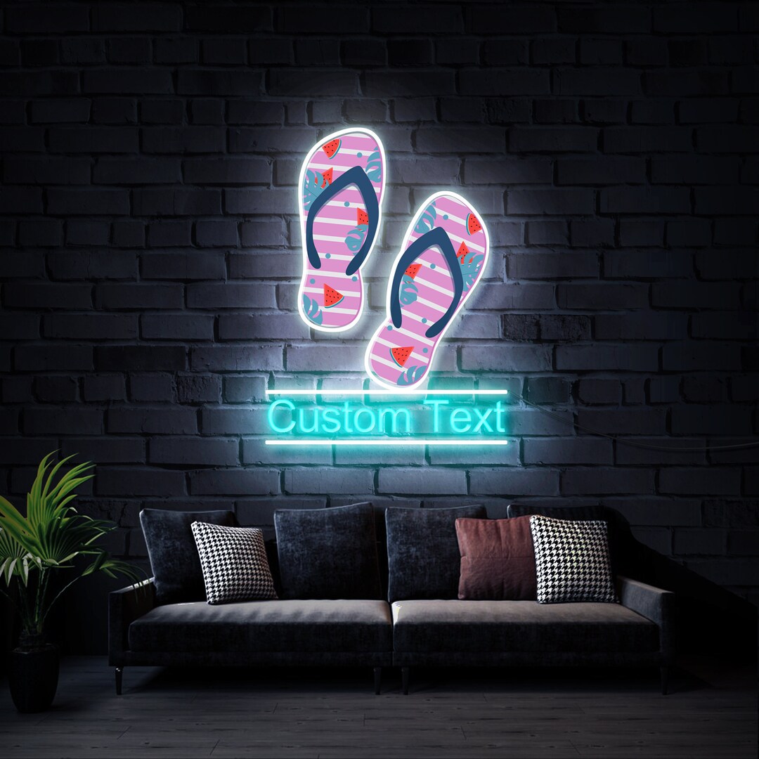 Custom Flip Flop With Name Neon Sign,slipper Led Sign,beach House ...
