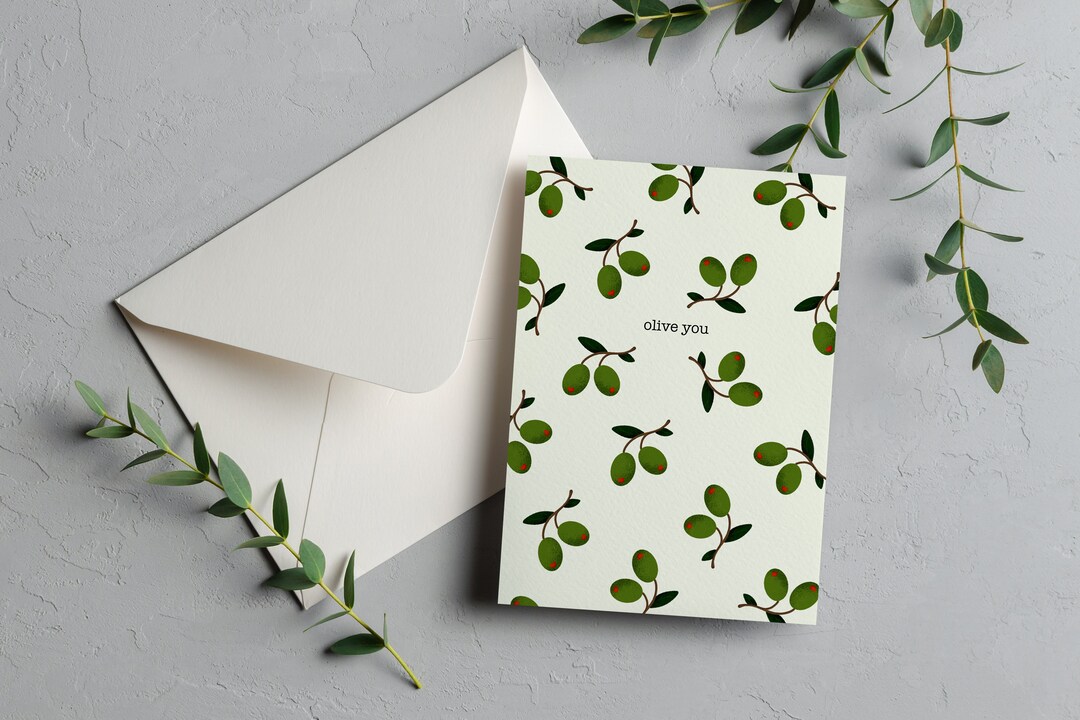 Olive You Valentines Day Card I Love You Happy Anniversary Card Cute ...