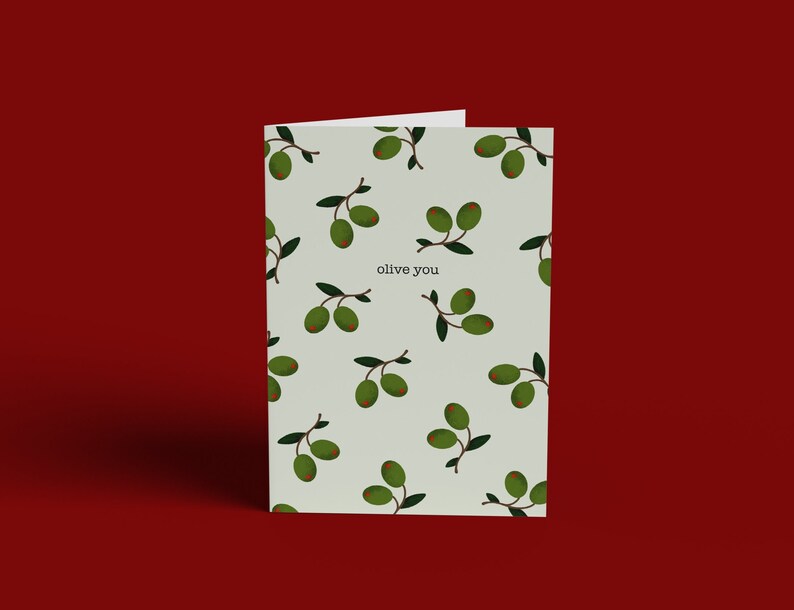 Olive You Valentines Day Card I Love You Happy Anniversary Card Cute ...