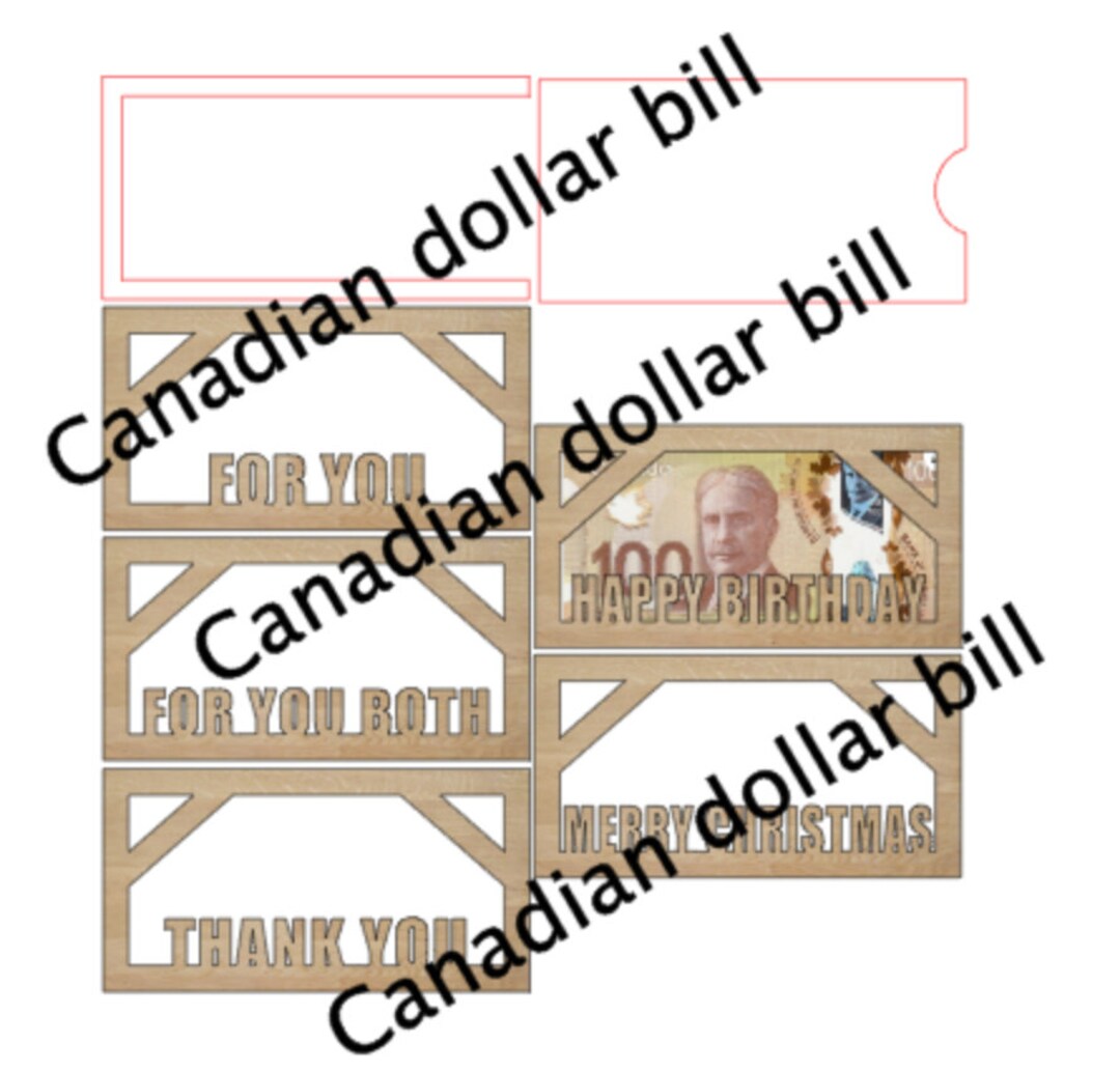 CANADIAN Dollar Bill Money Holder SVG Digital File - Etsy