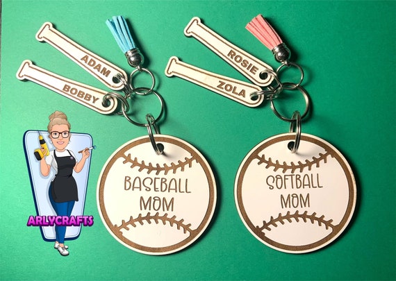 Baseball / Softball Mom Keychain or Bag Tag Digital File not - Etsy
