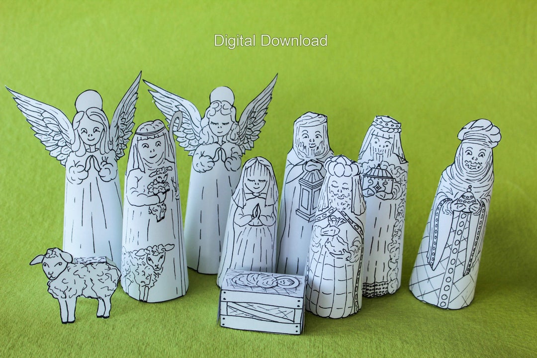 Instant Download Nativity Scene Colouring Pages, Printable Nativity ...