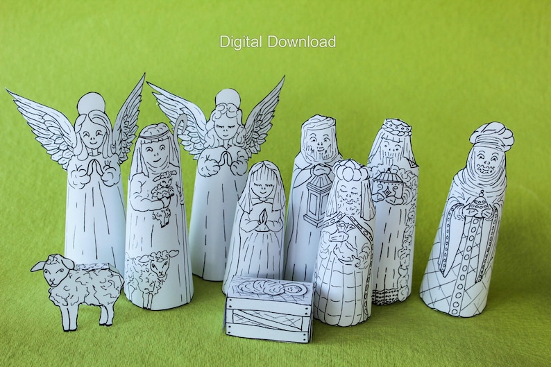 Instant Download Nativity Scene Colouring Pages, Printable Nativity ...