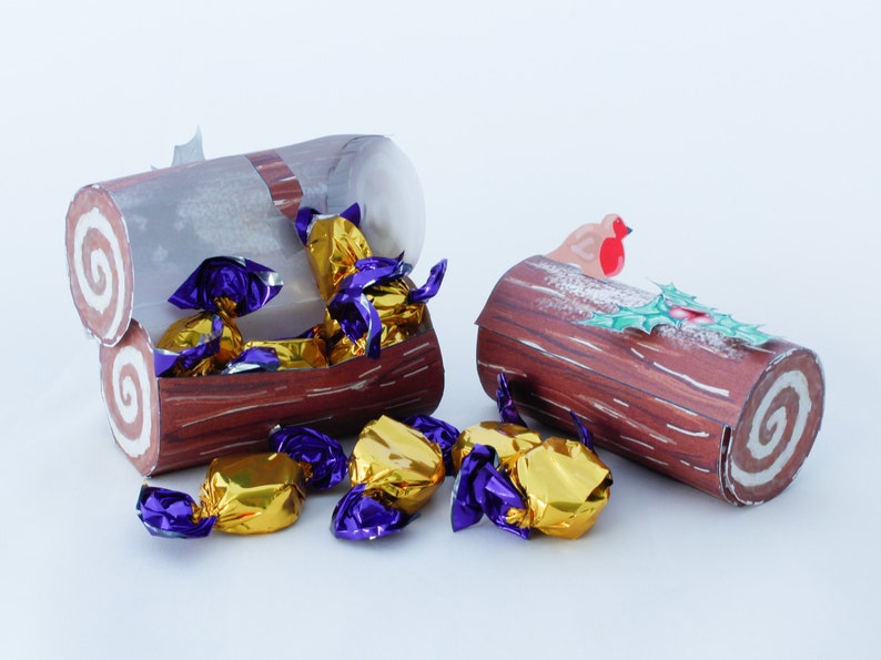 Yule Log Candy Favor Box, Instant Download Christmas Decoration ...