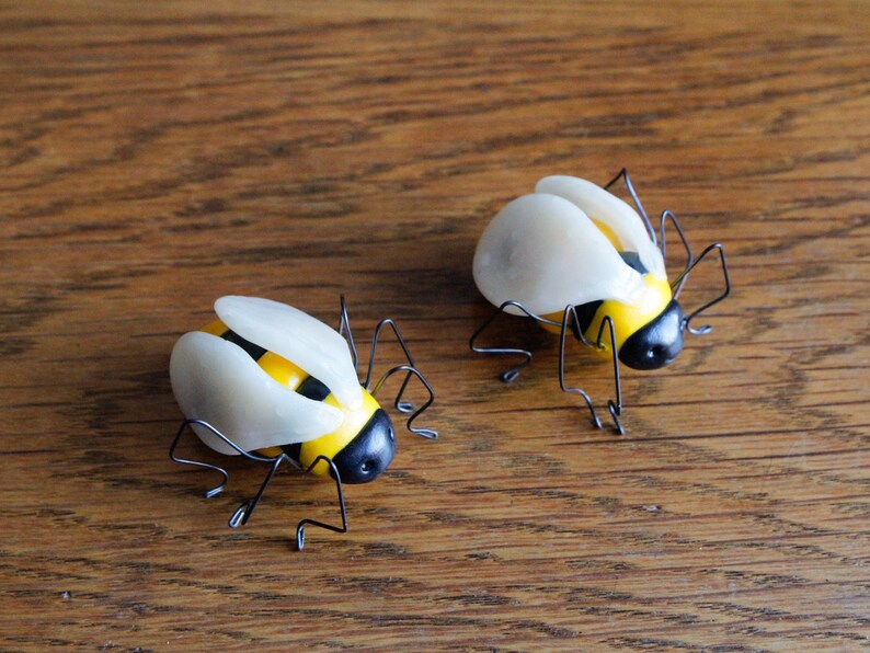 Two Bee Figurines Polymer Clay Bees Bug Model Bee Ornament - Etsy